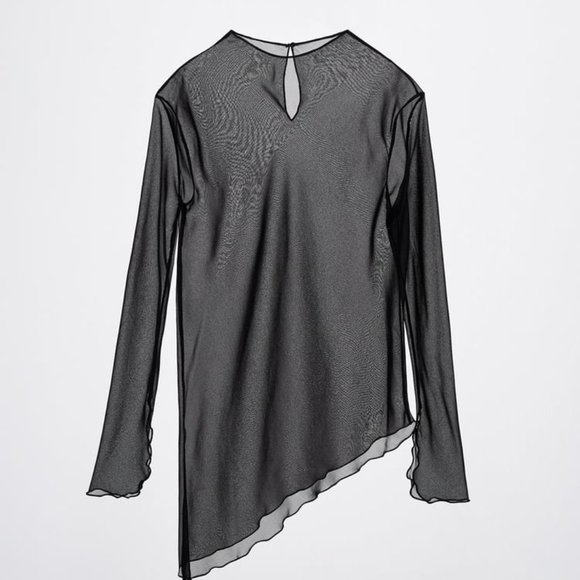 Zara | Tops | Zara Semisheer Asymmetric Top | Poshmark